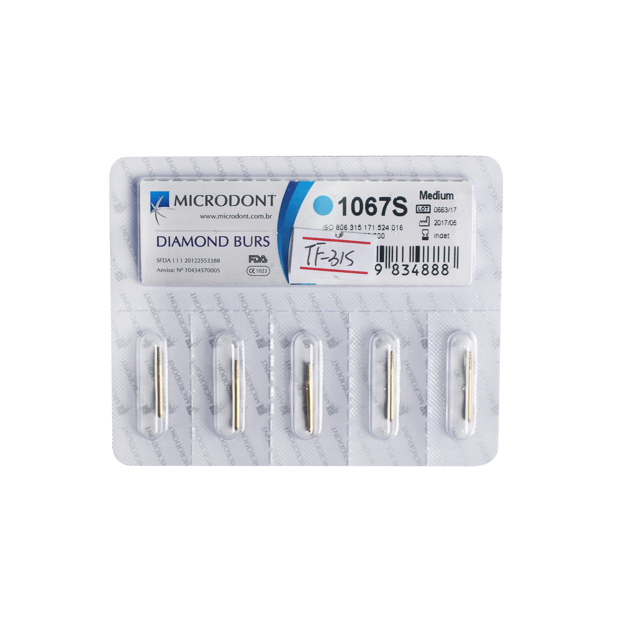 巴西微牙/MICRODONT 金刚砂车针 TF-31S,5支/板