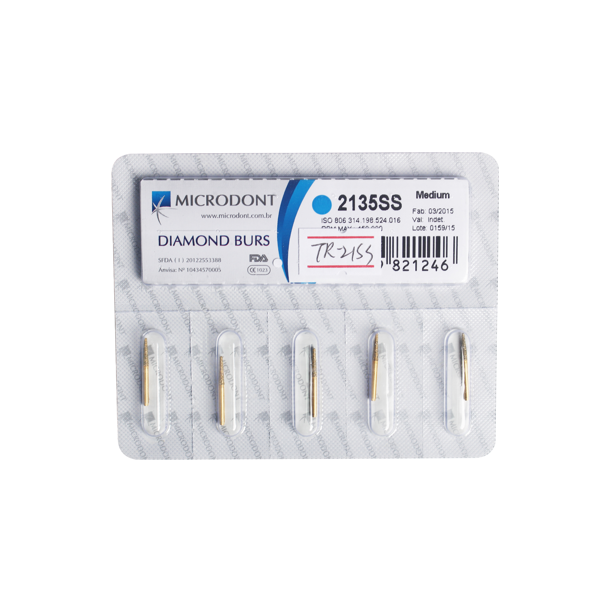 巴西微牙/MICRODONT 金刚砂车针 TR-21SS,5支/板