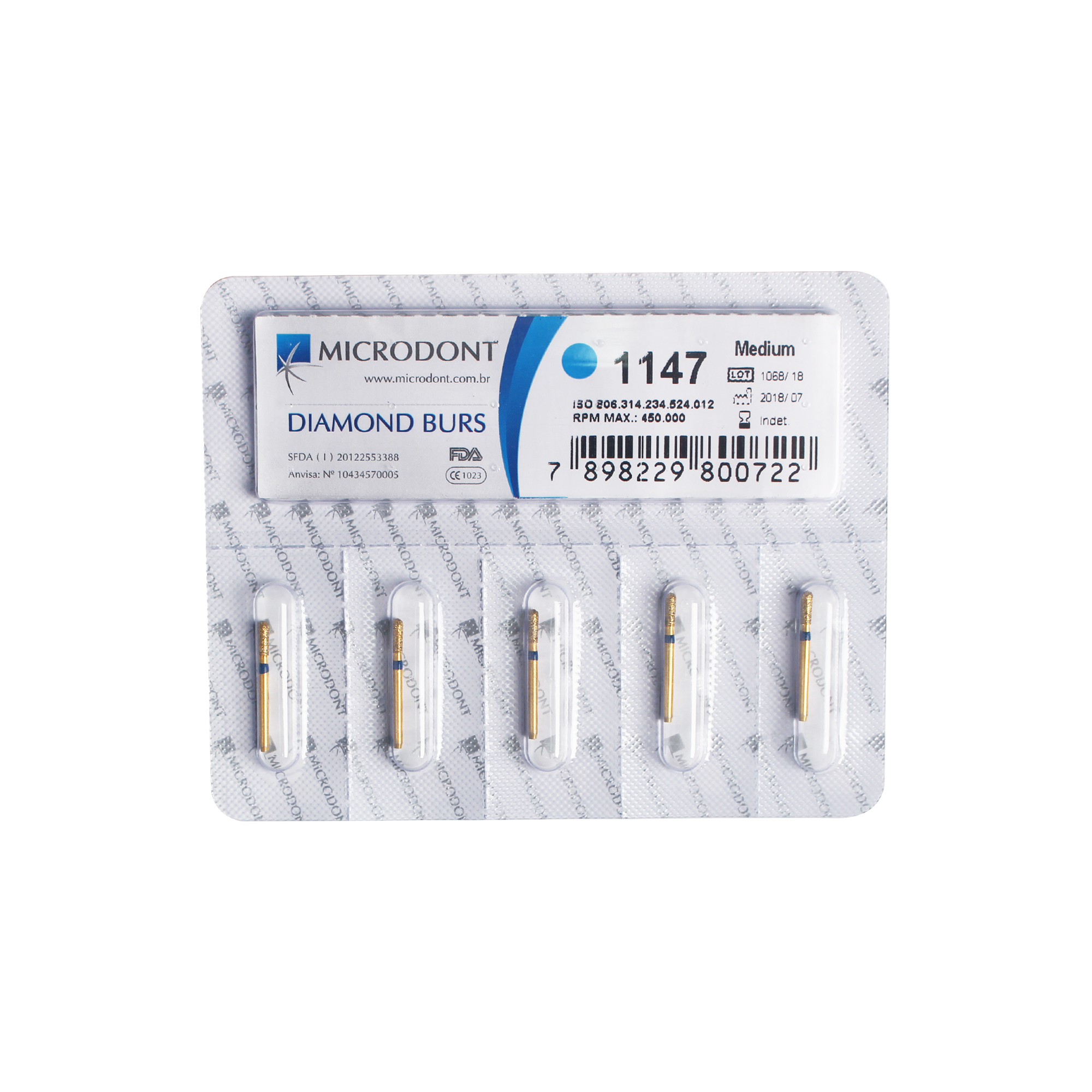 【特价清仓】巴西微牙/MICRODONT 金刚砂车针 EX-20 1147 生产日期：2018-07-01