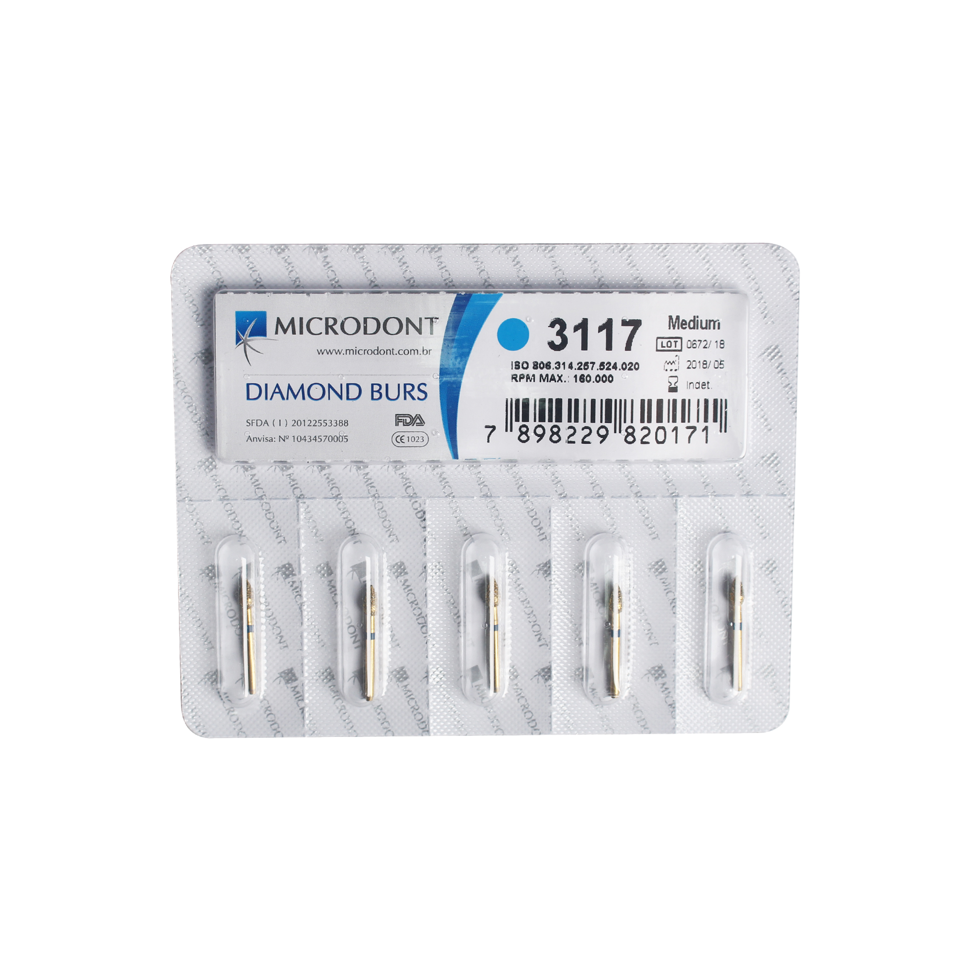 【特价清仓】巴西微牙/MICRODONT 金刚砂车针 FO-25 /3117 生产日期：2020-09-01