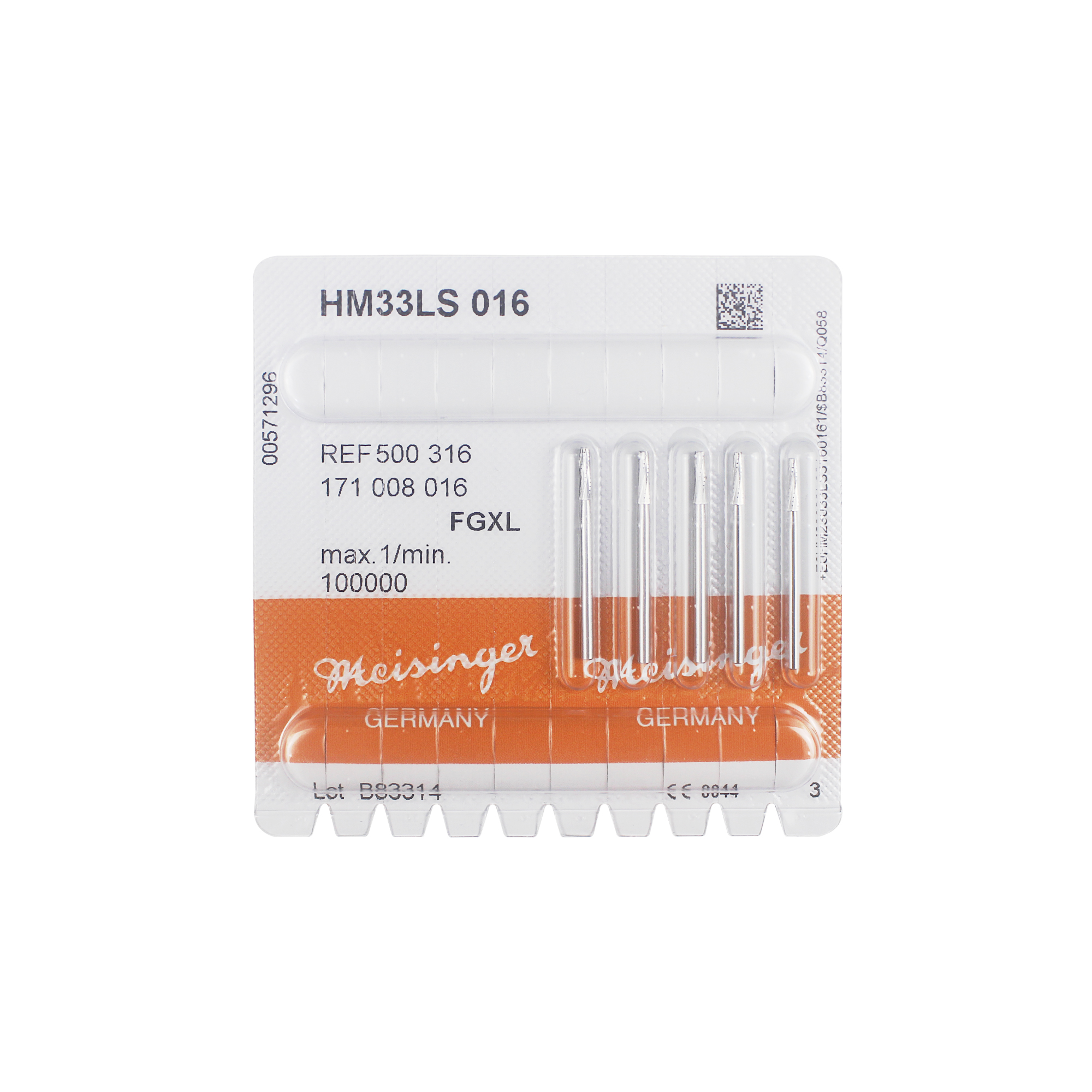 德国梅森格/meisinger 高速裂钻微创拔牙车针 钨钢车针 微创拔牙车针 HM33LS.316.016，5支/板